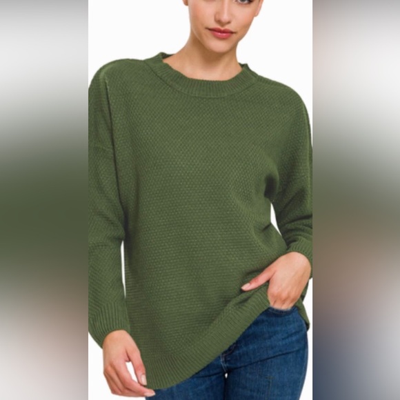 Zenana Outfitters | Sweaters | New Zenana Outfitters Forest Green Crew ...